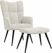 křeslo relaxační, s podnožkou, odpočinkové, ušák, kov/samet, 98x63x69 cm, černá/bílá, Dekorino KR20260021