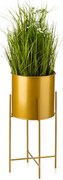 KOVOVÝ KVĚTINÁČ SE STOJÁNEM GOLDEN 55X21 CM ZLATÁ