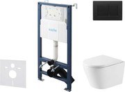 kielle Genesis New - Set předstěnové instalace, klozetu Nefia, Vortex Rimless+, sedátka softclose a tlačítka Gemini New III, matná černá 30528SS54