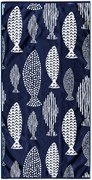 Tmavě modrá plážová osuška 90x180 cm Fish – DecoKing