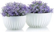 PLASTOVÝ KVĚTINÁČ STRIPPED ECO SADA 2KS 16X30 CM+15X24 CM BÍLÁ