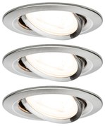 Paulmann 93465 LED Nova round, set kulatých bodovka v úpravě broušená ocel, 3x6,5W LED 2700K GU10, 3 krokové stmívání, prům.8,4cm