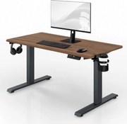 Elektrický stůl s regulací výšky ergonomický antracitový/ořech,1200x600 mm: ARIA