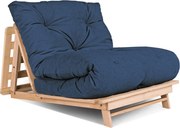 Marior Home Rozkládací futonové křeslo / pohovka Layti - 90 cm / Modrá / Přírodní buk olejovaný