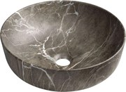 Sapho - Umyvadlo na desku Rondea, průměr 41 cm, bez přepadu, bez otvoru pro baterii, breccia mramor AR445BM