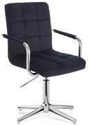 LuxuryForm DESIGN Otočná židle VERONA VELUR na stříbrném kříži - černá