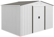 Zahradní domek Outsunny 5 m² se základem, 4 větracími otvory a 2 posuvnými dveřmi, ocelový skladovací domek, 277x195x192 cm, Stříbrný | Aosom
