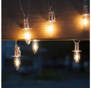 Rozšiřovací LED venkovní řetěz CONE FILAMENT 20xE10 14m čirá/teplá bílá IP44