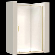 Jednokřídlé posuvné sprchové dveře REA MONTANA 120 cm pro instalaci do niky, zlaté kartáčované/transparent - bez vaničky