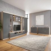 Obývací stěna PARIS + 2x komoda | 340 cm + 103,4 cm + 69 cm | sonoma/grafit