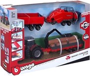 Bburago massey ferguson 8740s s doplňky (dárkové balení)