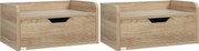 HOMCOM Sada 2 zavěšených nočních stolků - Skládací zásuvka, Polička - Přírodní dřevotříska 40Š x 30H x 19,5V cm | Aosom