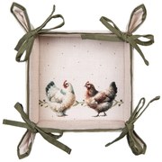 Béžový košík na pečivo se slepičkami Barnyard Chicken - 35*35*8 cm
