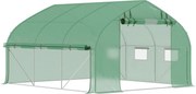 Outsunny Zahradní Tunelový Skleník, 10,4 m², UV-odolný Zahradní Skleník, Se Zipovým Rolovacím Dveřmi, Síťovinovými Okny, Pozinkované Ocelové Trubky a