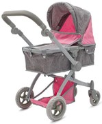 Kočárek pro panenky 2v1 Baby Mix Sophie pink-grey