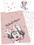 Herding Bavlněné povlečení 140x200 Mini Mouse bílo-růžový povlak na polštář 70x90 H23