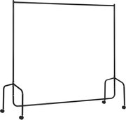HOMCOM Stojan na oblečení s kolečky, pevný kovový rám, nosnost 140 kg, 180 x 60 x 170 cm, černá ocel | Aosom