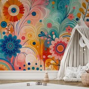 Fototapeta - Barevné veselé květiny (245x170 cm)