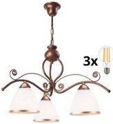 Brilagi - LED Lustr na řetězu ANTICO 3xE27/60W/230V bronz patina