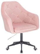 LuxuryForm DESIGN Křeslo ANDORA VELUR na černé podstavě s kolečky - světle růžové
