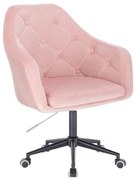 LuxuryForm DESIGN Otočné křeslo ANDORA VELUR na černé podstavě s kolečky - světle růžové
