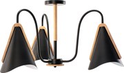 Toolight - Skandidávská závěsná lampa 3-ramenná 3xE27 60W APP442-CP, černá, OSW-08980