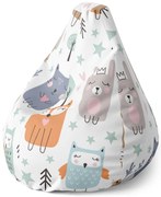 Sedací vak Pear animovaná lesní zvířátka - dětský, barevná