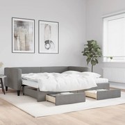 Válenda s přistýlkou a zásuvkami tmavě šedá 100 x 200 cm textil 3196638