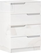 HOMCOM Moderní a minimalistická komoda se 4 šuplíky, dřevovláknitá deska, 60x40x85 cm, lesklá bílá | Aosom