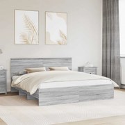 Rám postele s čelo Šedá Sonoma 180 x 200 cm Kompozitní dřevo 3408828