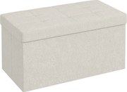 HOMCOM Úložná lavice, 76 x 38 x 38 cm, 84L, skládací, na konci postele, podnožka, s víkem, do předsíně a obývacího pokoje, s potahem z jemného lnu | A