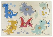 Dřevěné vkládací puzzle (počet dílků 6) Dinosaurs – Kindsgut