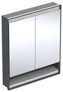 Geberit ONE - Zrcadlová skříňka s LED osvětlením, 75x90x15 cm, 2 dvířka, s nikou, vestavná, matná černá 505.822.00.7