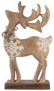 4Home Dekorace z mangového dřeva Snowflake Deer, 33 cm