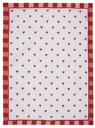 Bílo-červená utěrka se srdíčky Love It - 50*70 cm