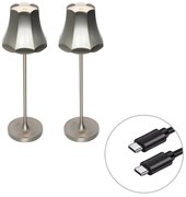 Sada 2 retro stolních lamp gunmetal dobíjecí IP44 - Granny