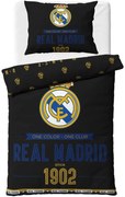 Bavlněné ložní povlečení FC Real Madrid - motiv Royal Black - 100% bavlna Renforcé - 70x90 cm +140x200 cm