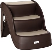 PawHut 3-krokové skládací schodiště pro psy, plastové kroky pro domácí mazlíčky s protiskluzovým kobercem pro postel a pohovku, nosnost 15 kg, 49x38x3