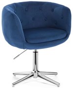 LuxuryForm DESIGN Otočné křeslo MONTANA VELUR na stříbrném kříži - modré