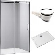 BPS-koupelny Posuvné sprchové dveře HYD-PD03C 110 chrom/transparent pro instalaci do niky + vanička HYD-OSV-ST05D 110x70 bílá