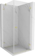 Mexen Lunar-B, pravostranný výklopný sprchový kout 70 x 70 cm, 8mm čiré sklo, zlatý kartáčovaný - 832-070-070-55-00-P