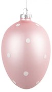 Růžové závěsné skleněné vajíčko s puntíky Egg Dots - Ø 8*12 cm