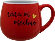 TÁTA VÍ VŠECHNO - červený keramický hrníček 300 ml