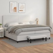 Box spring postel s matrací bílá 200x200 cm umělá kůže 3137564