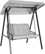 Outsunny 2-místná Hollywoodská houpačka s nastavovací střechou, polštáři a nosností až 220 kg, ideální do zahrady či na balkon, šedá, 145 x 116 x 172
