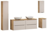 Koupelnová sestava Luxor Beige s deskou, umyvadly a skříňkami 160 cm béžová/dub olejovaný