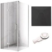 BPS-koupelny Čtvercový sprchový kout HYD-SK01C 90x90 chrom/transparent + vanička HYD-SSV-RIKO černá