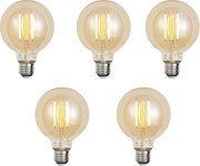 Sada 5 chytrých stmívatelných LED žárovek E27 G95 zlatá 7W 806 lm 1800-6500K