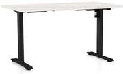 Výškově nastavitelný stůl OfficeTech A, 120 x 80 cm, černá podnož, bílý jasan