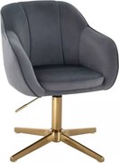 LuxuryForm DESIGN Otočná židle AVOLA VELUR na zlatém kříži - tmavě šedá